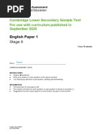 Cambridge Primary Checkpoint - English (0844) April 2018 Paper 1 | PDF ...