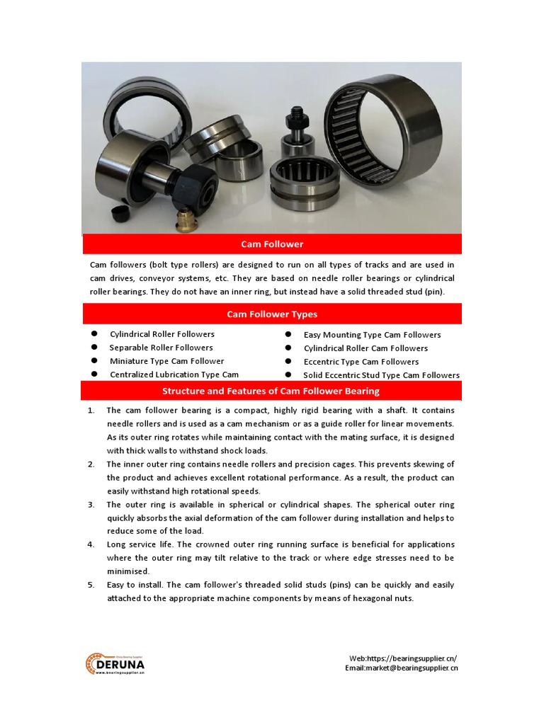Cam Follower Bearings Guide | PDF | Bearing (Mechanical) | Machines