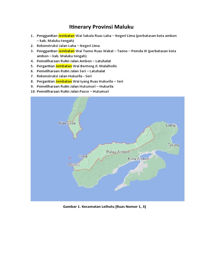 Itinerary Provinsi Maluku | PDF