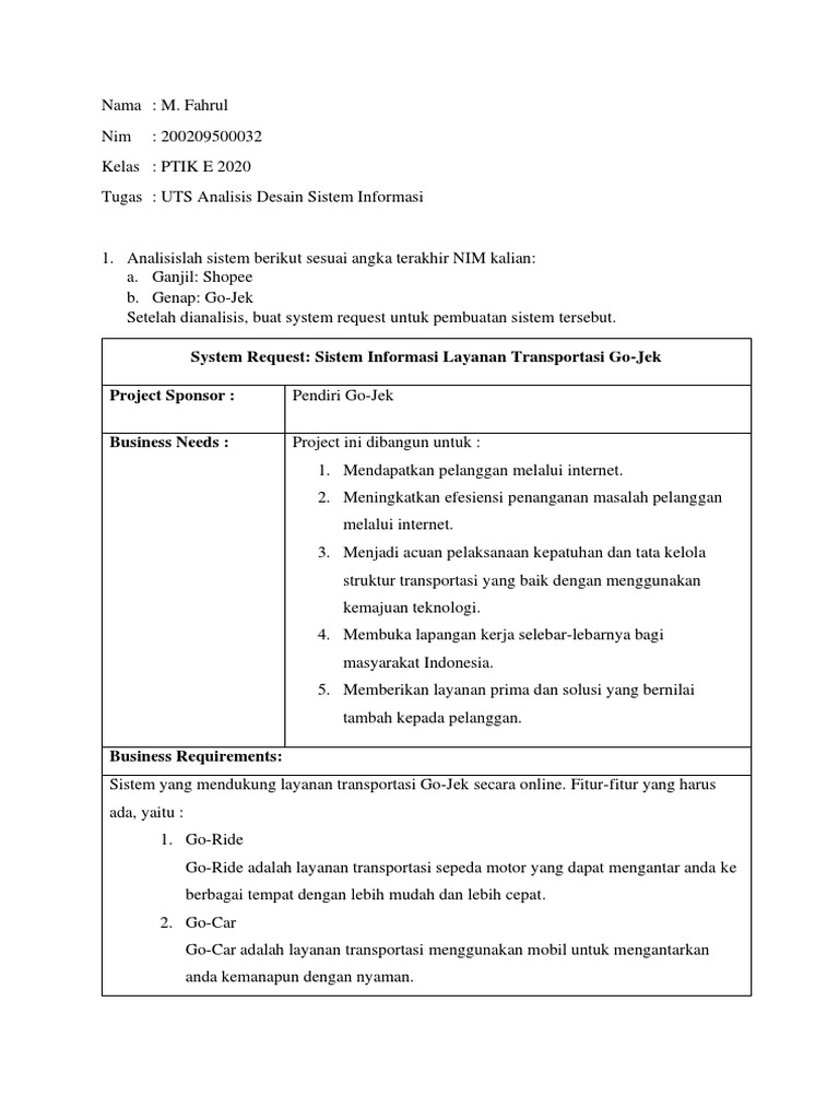 System Request: Sistem Informasi Layanan Transportasi Go-Jek Project ... System Request: Sistem Informasi Layanan Transportasi Go-Jek Project ...