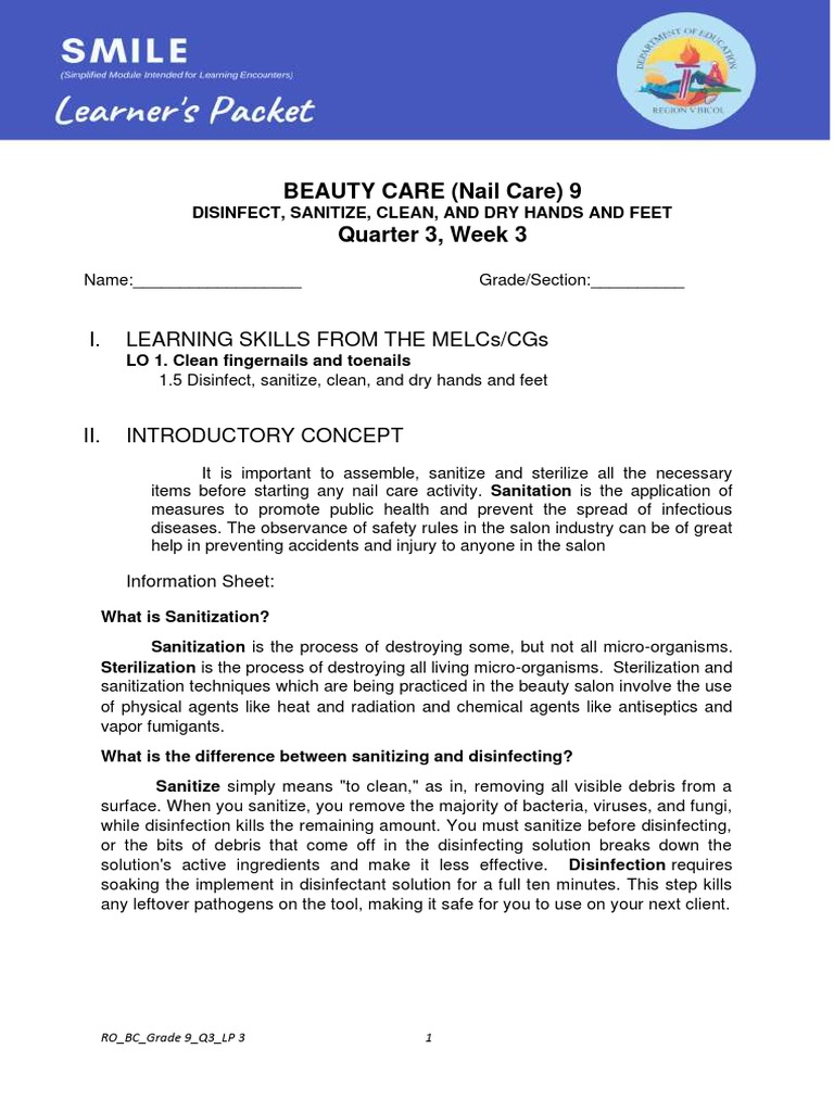 LP3 RO TLE HE BC G9 Q3.edited | PDF | Disinfectant | Nail (Anatomy)