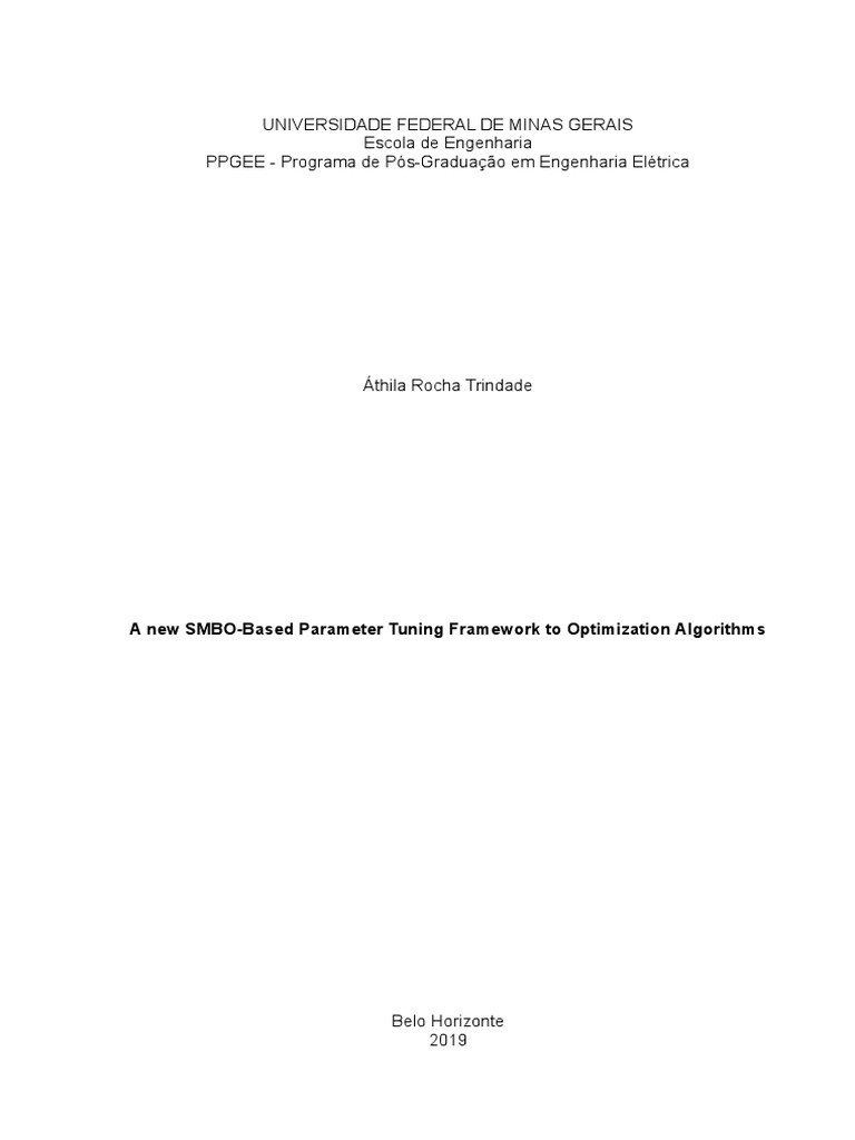 A New Smbo Based Parameter Tuning Framework To Optimization Algorithms Pdf Simulação De