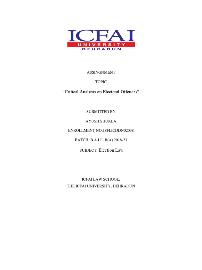 Election Law Assignment | PDF | Elections | Polling Place