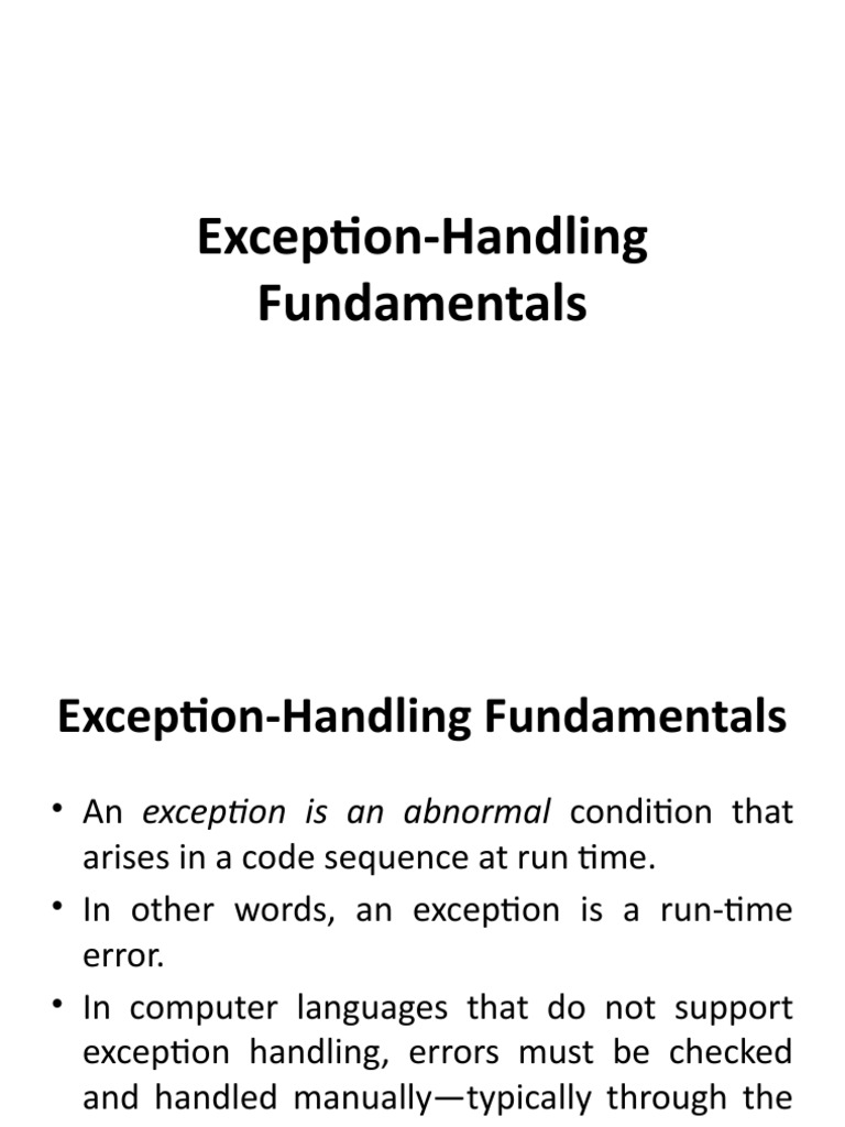 Exception-Handling Fundamentals | PDF | Software Engineering | Programming Paradigms