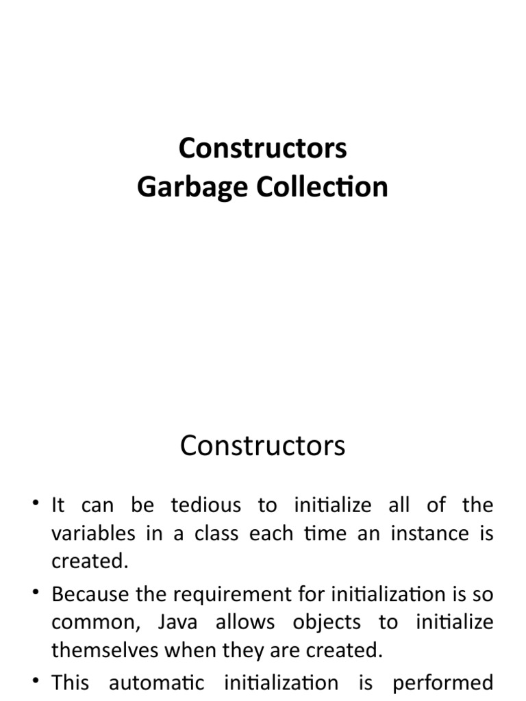 Constructors Garbage Collection | PDF | Programming | Constructor (Object Oriented Programming)