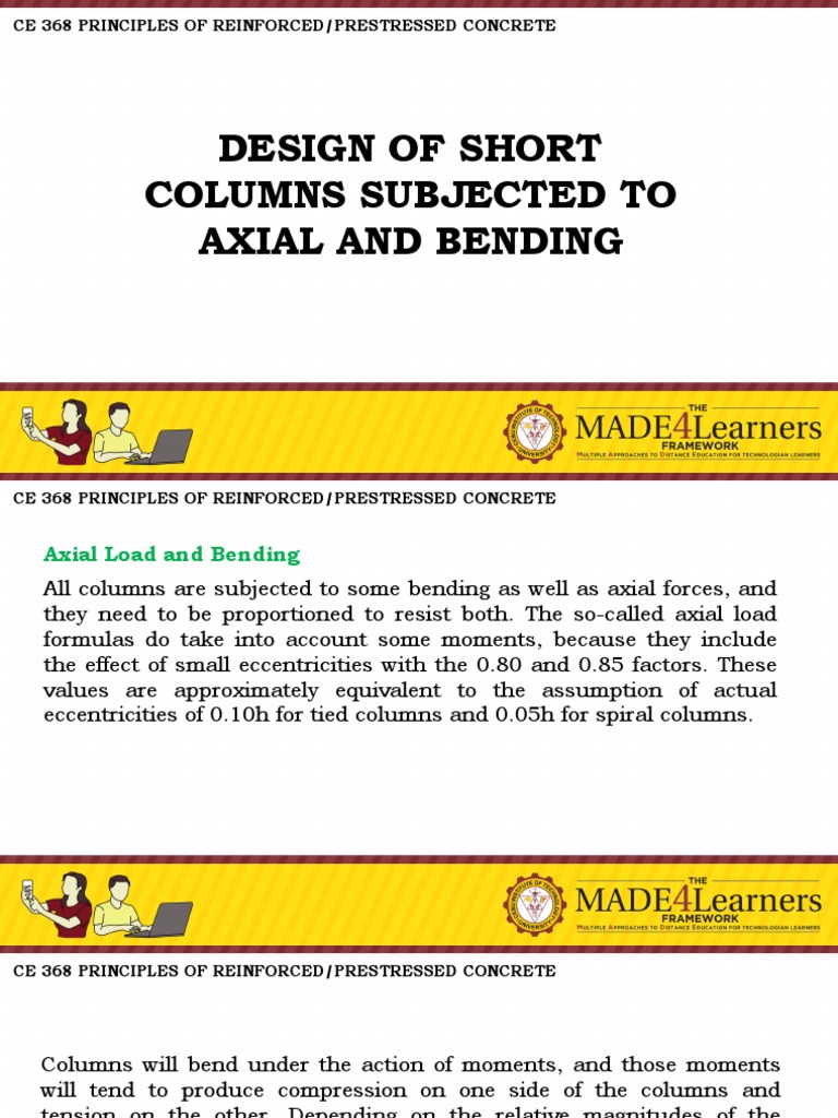 Design of Columnssubjectedtoaxialandbending | PDF | Column | Bending