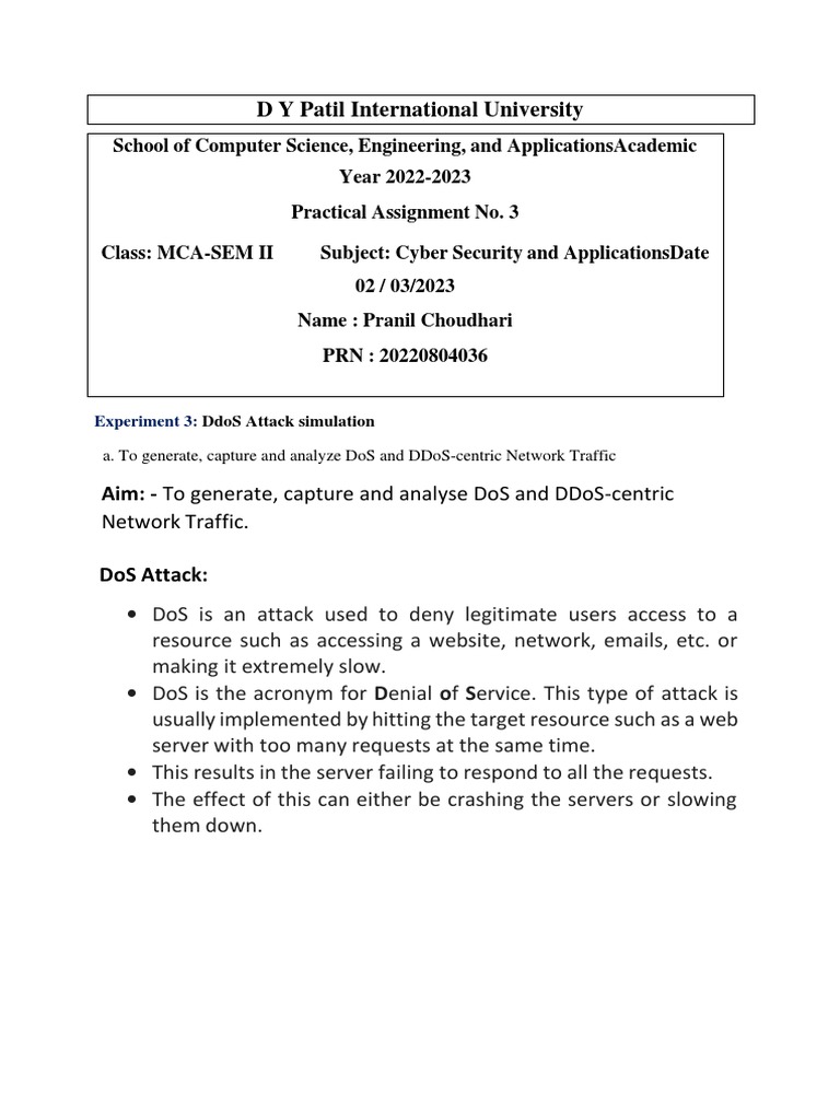 Pranil - CSA - Lab Assignment 3 | PDF | Denial Of Service Attack ...