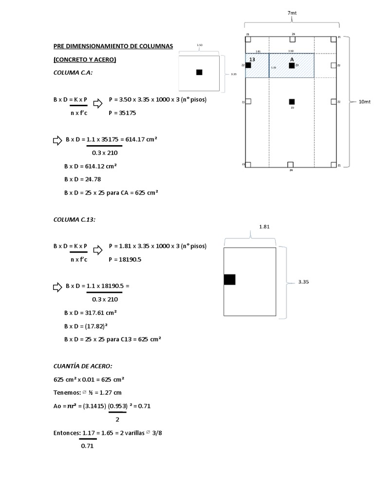 Columa C.A:: Pre Dimensionamiento de Columnas (Concreto Y Acero) | PDF