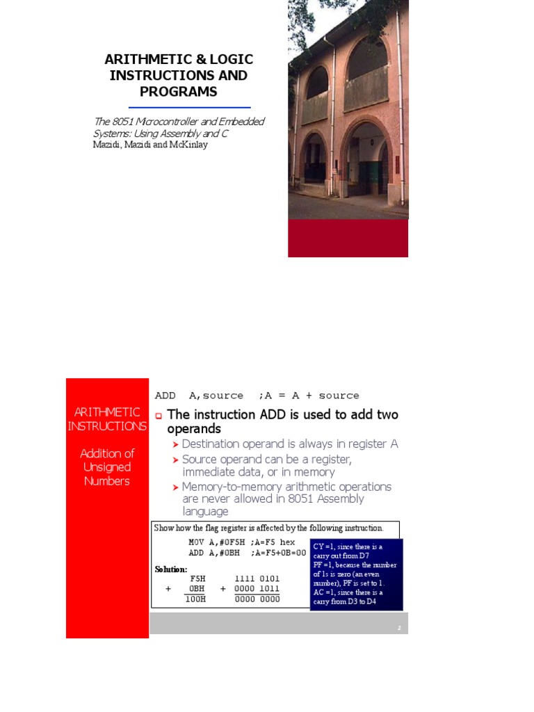 Arithmetic & Logic Instructions and Programs: The 8051 Microcontroller and Embedded Systems ...