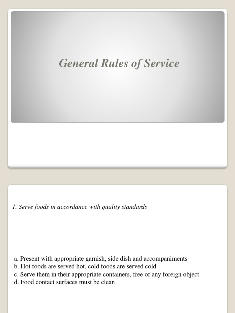 General Rules of Service | PDF | Tableware | Foods