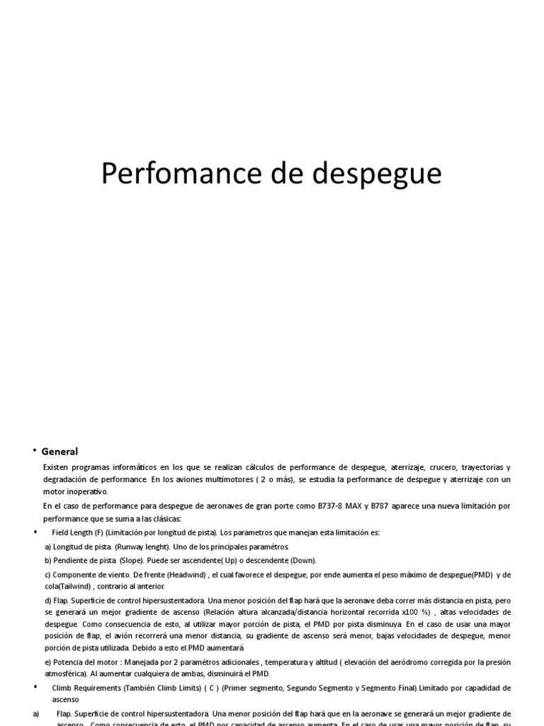 Perfomance de Despegue | PDF | Pista | Quitarse