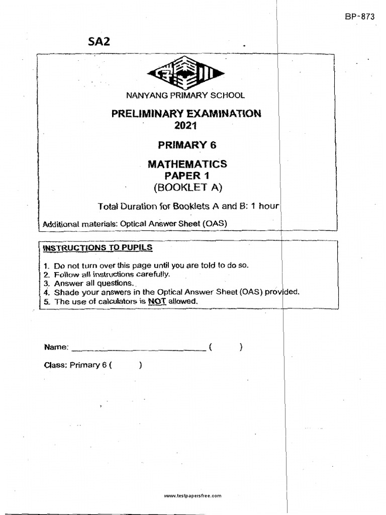 P6 Maths 2021 SA2 Nanyang | PDF