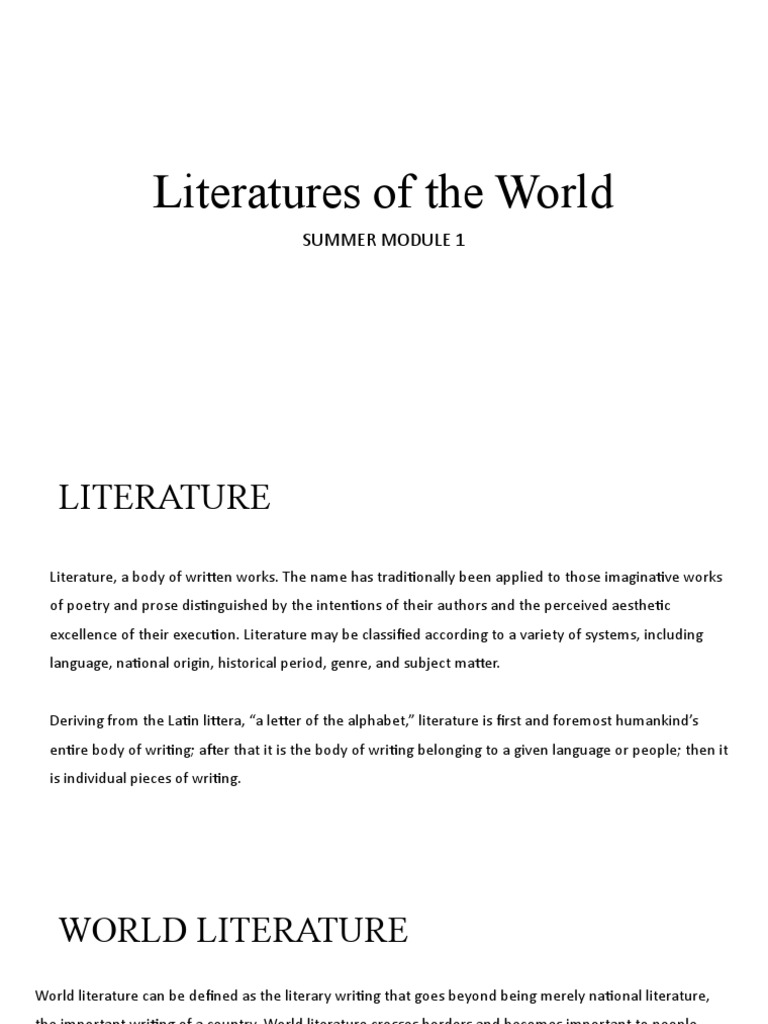 World Lit - Intro | PDF | Victorian Literature | Poetry