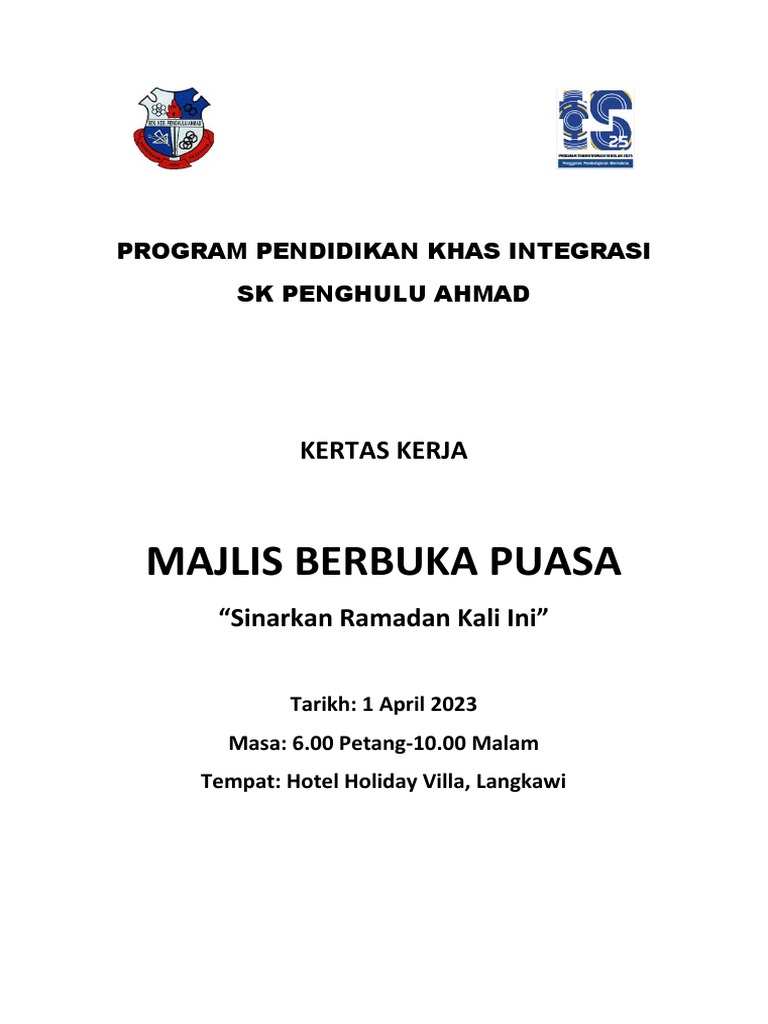 Kertas Kerja Majlis Berbuka Puasa | PDF Kertas Kerja Majlis Berbuka Puasa | PDF