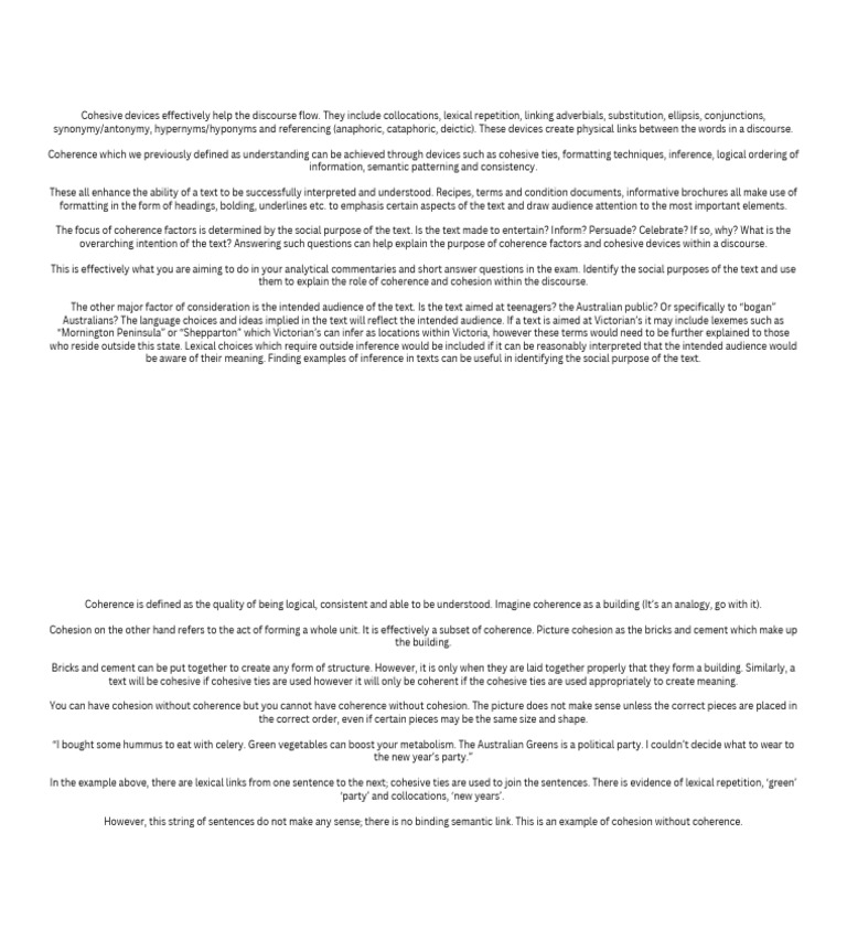 Coherence and Cohesion | PDF | Discourse | Inference