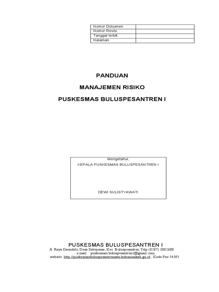 Panduan Manajemen Risiko | PDF