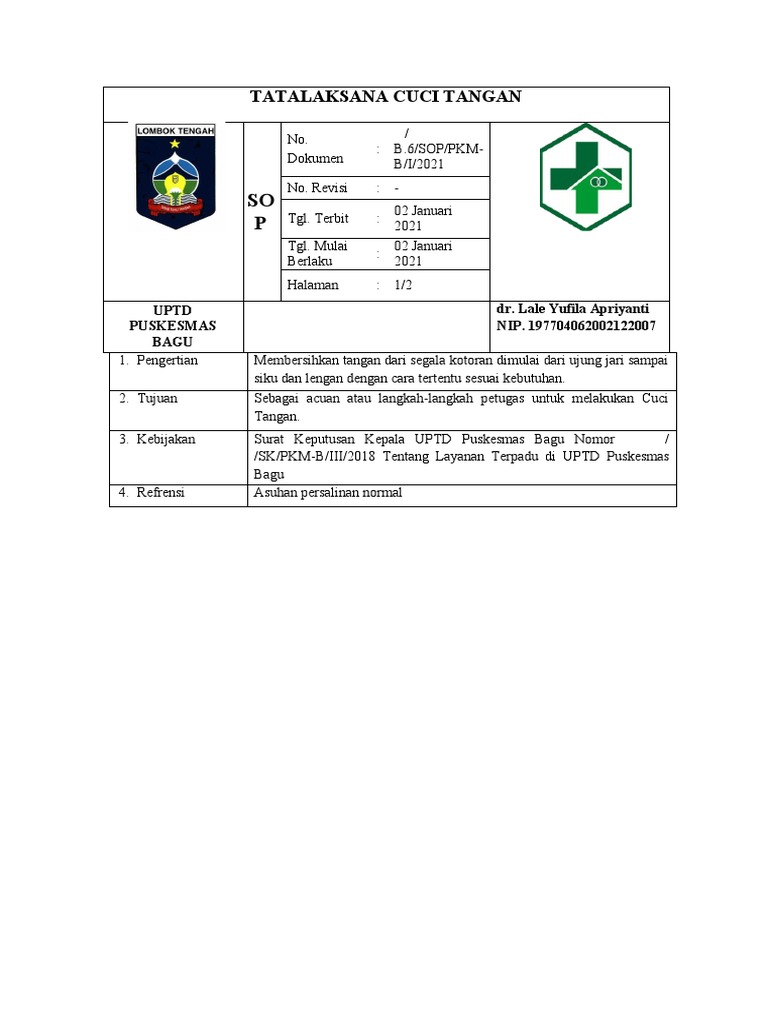 Tatalaksana Cuci Tangan: Uptd Puskesmas Bagu Dr. Lale Yufila Apriyanti ...