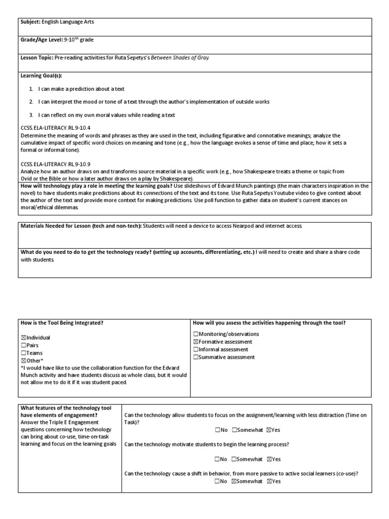 Nearpod Using Tech Form | PDF | Learning | Creativity