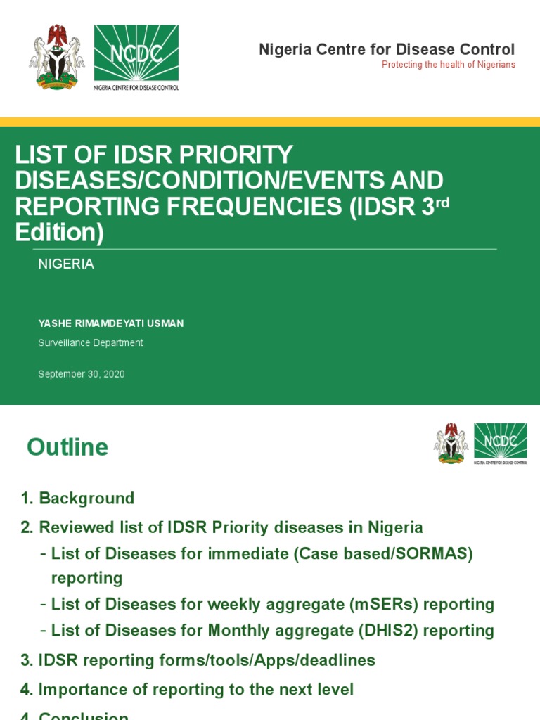 List of Idsr Priority Diseases/Condition/Events and Reporting Frequencies (Idsr 3 Edition) | PDF ...