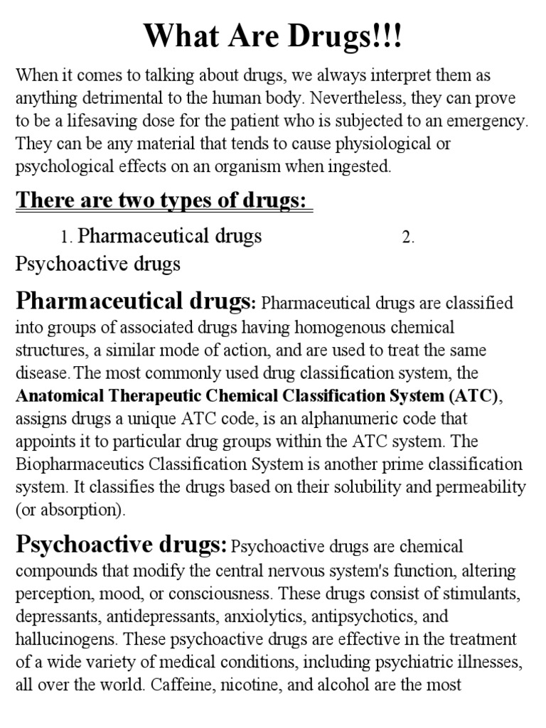 What Are Drugs!! | PDF | Drugs | Psychoactive Drugs