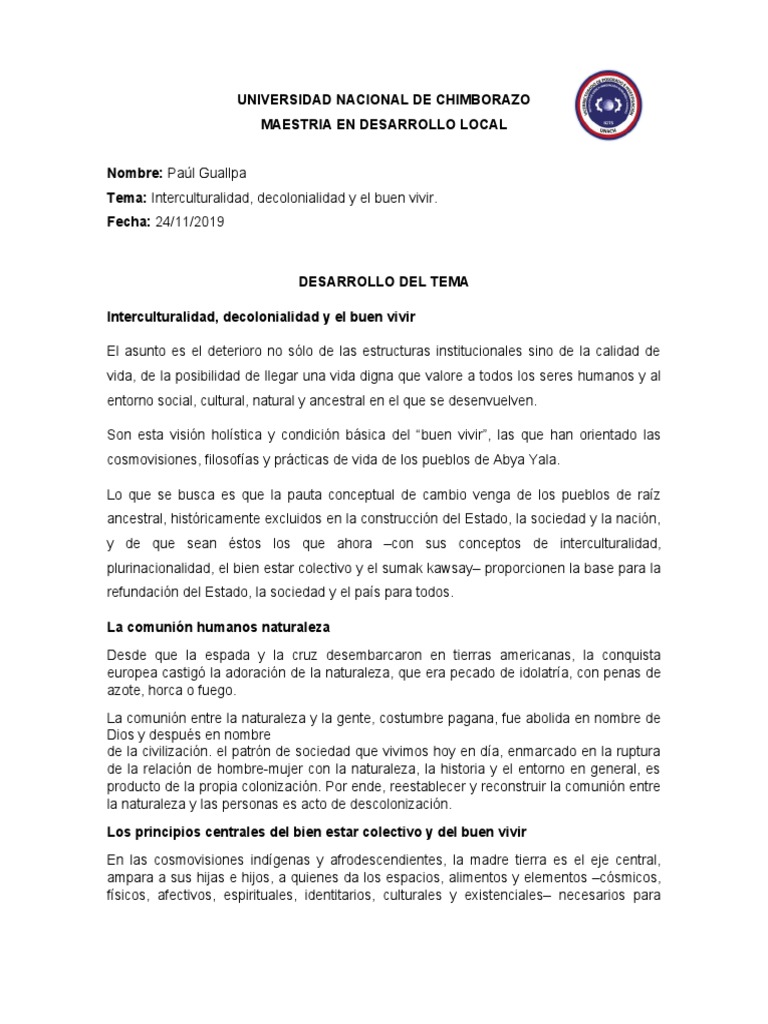 Decolonialidad y Buen Vivir | PDF | Verdad | Sociedad