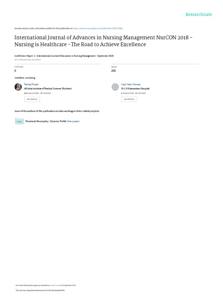 International Journal of Advances in Nursing Management Nurcon 2018 ...