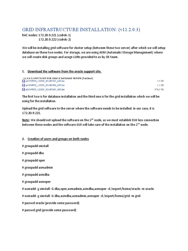 Grid Infrastructure Installation Pdf Oracle Database Software
