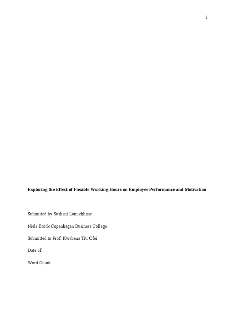 Flexible Hours Impact on Employee Performance | PDF | Methodology | Job ...