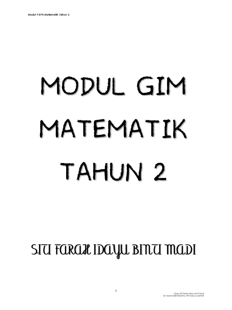 Modul PDPR Matematik Tahun 2 2021 | PDF