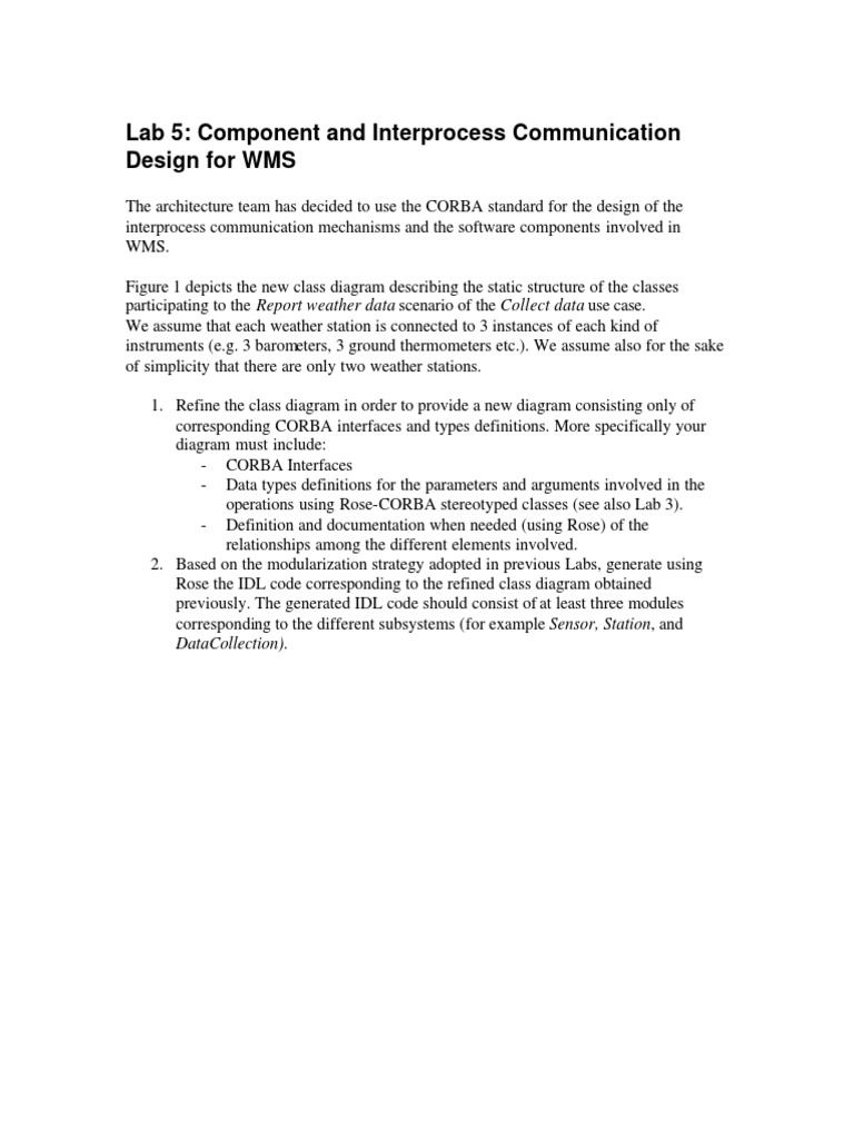 Lab 5: Component and Interprocess Communication Design For WMS | PDF