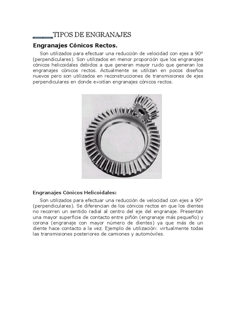 Tipos de Engranajes y Ejemplos | PDF | Engranaje | Eje