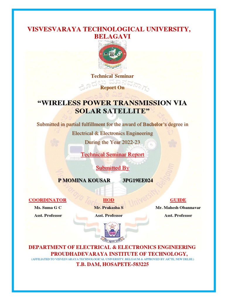 Seminor Report Front Pages | PDF | Electrical Engineering | Qualifications