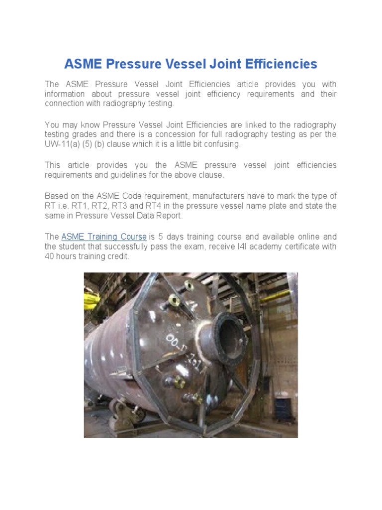ASME Pressure Vessel Joint | PDF | Welding | Construction