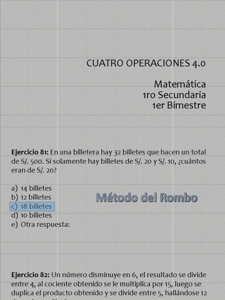 Mate 1 Unidad 1 Cuatro Operaciones 4.0 | PDF | Métodos y materiales de ...
