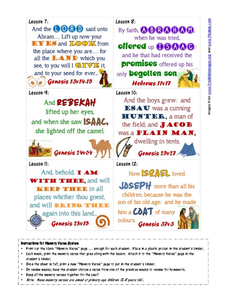 Bible Lessons and Memory Verses for Kids | PDF | Book Of Genesis | Abraham
