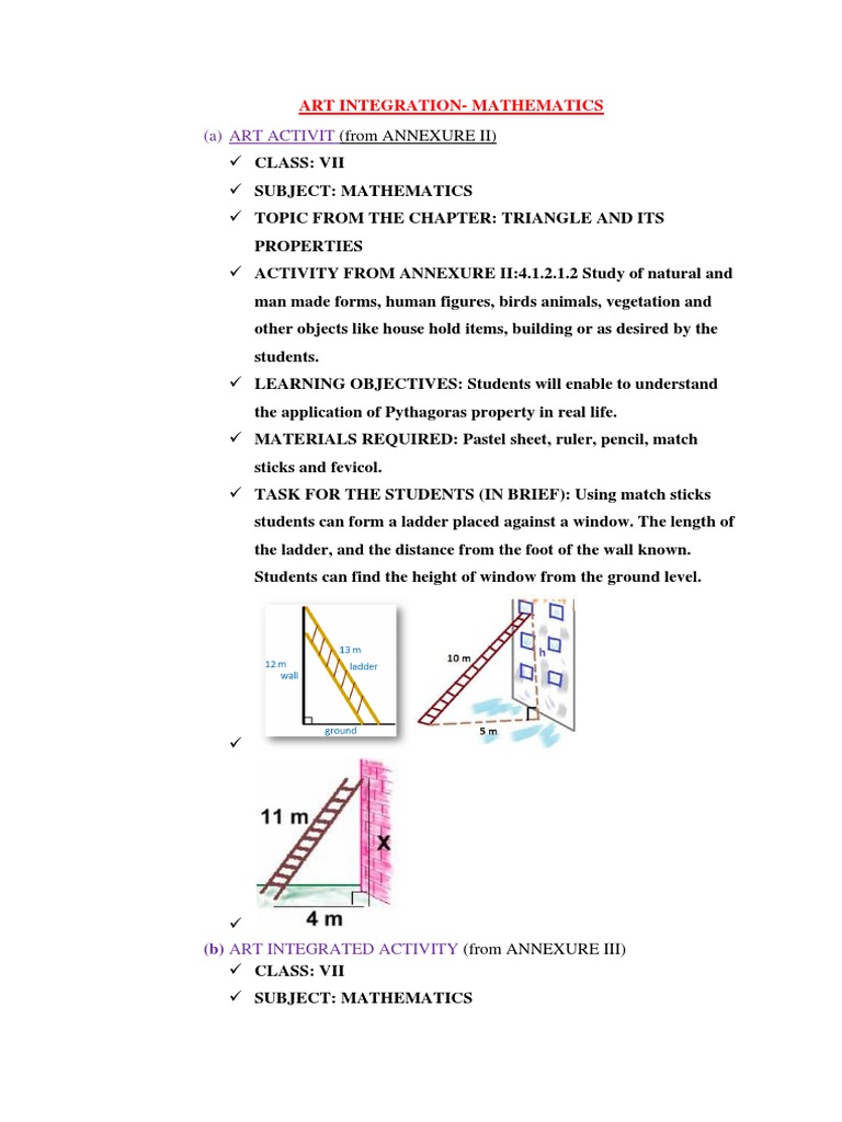 Art Integrated Maths Activities for Class 7 | PDF