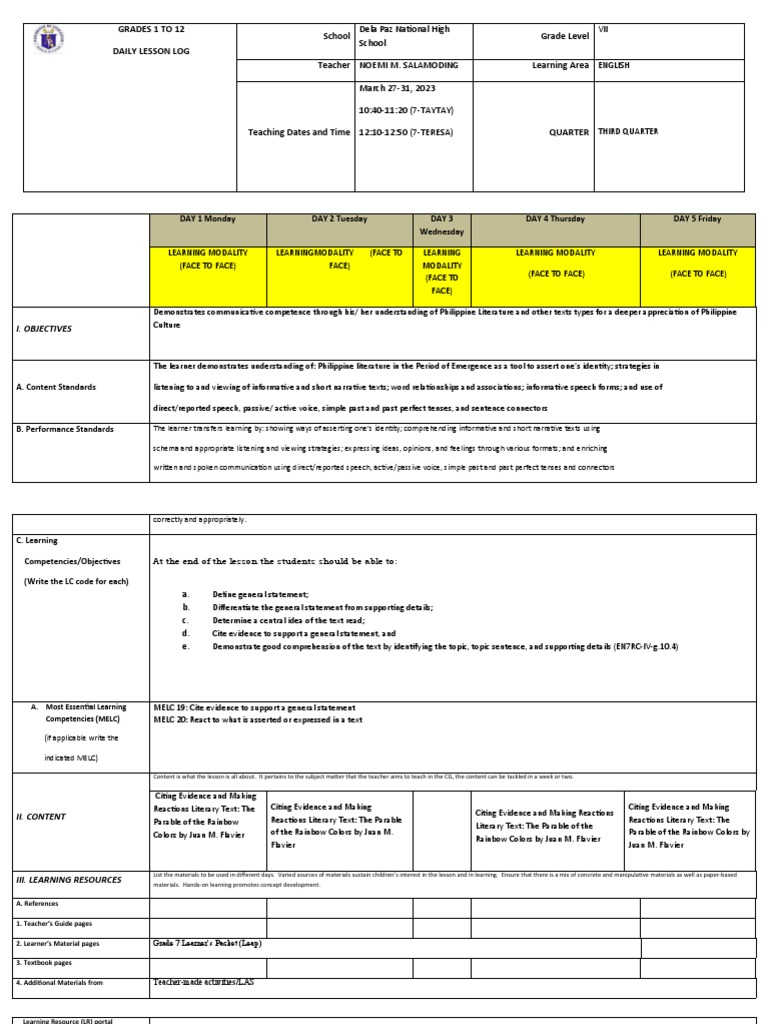 DLL Week 7 Q3 NMS | PDF | Learning | Cognitive Science