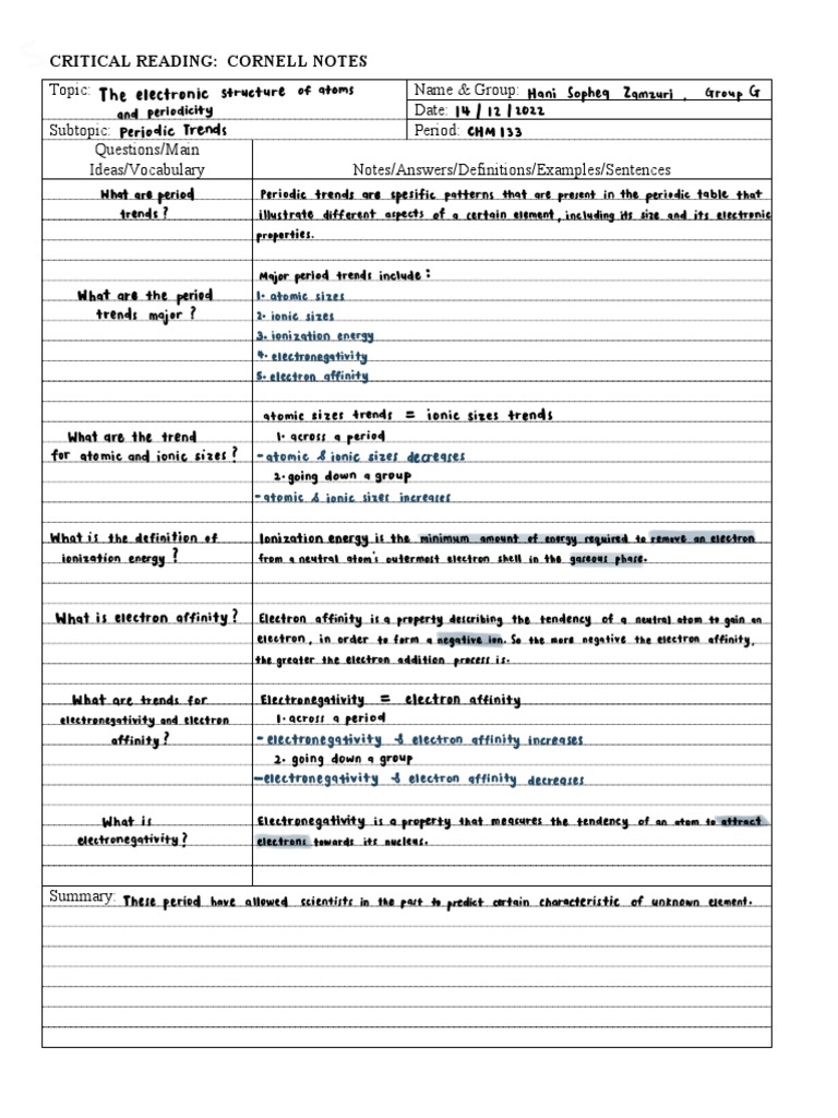 Cornell Notes on Critical Reading | PDF | Career & Growth