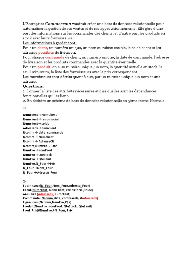Base de données clients et commandes | PDF