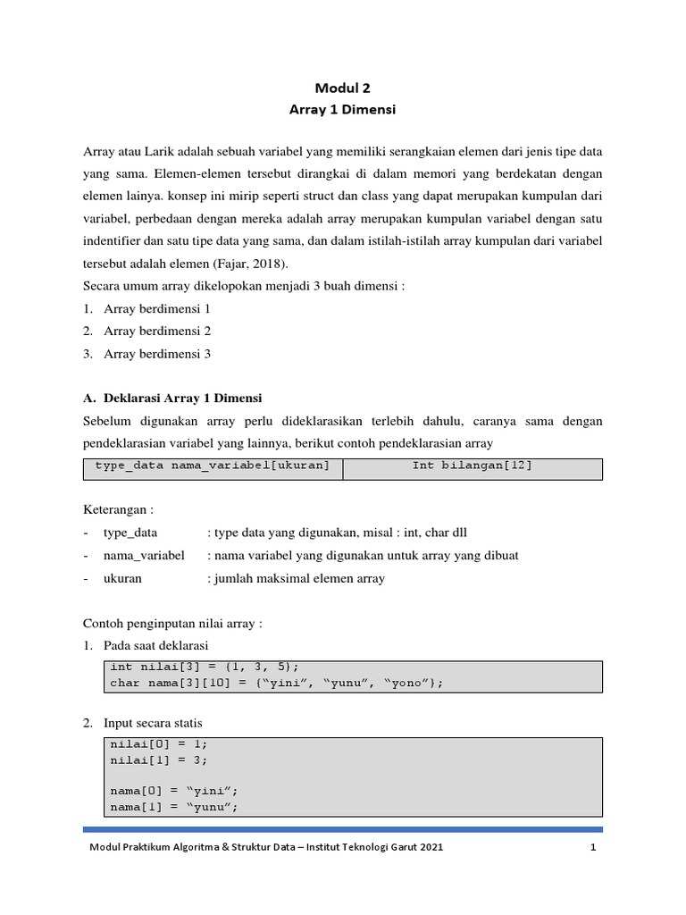 Modul 2 - Array-1 | PDF