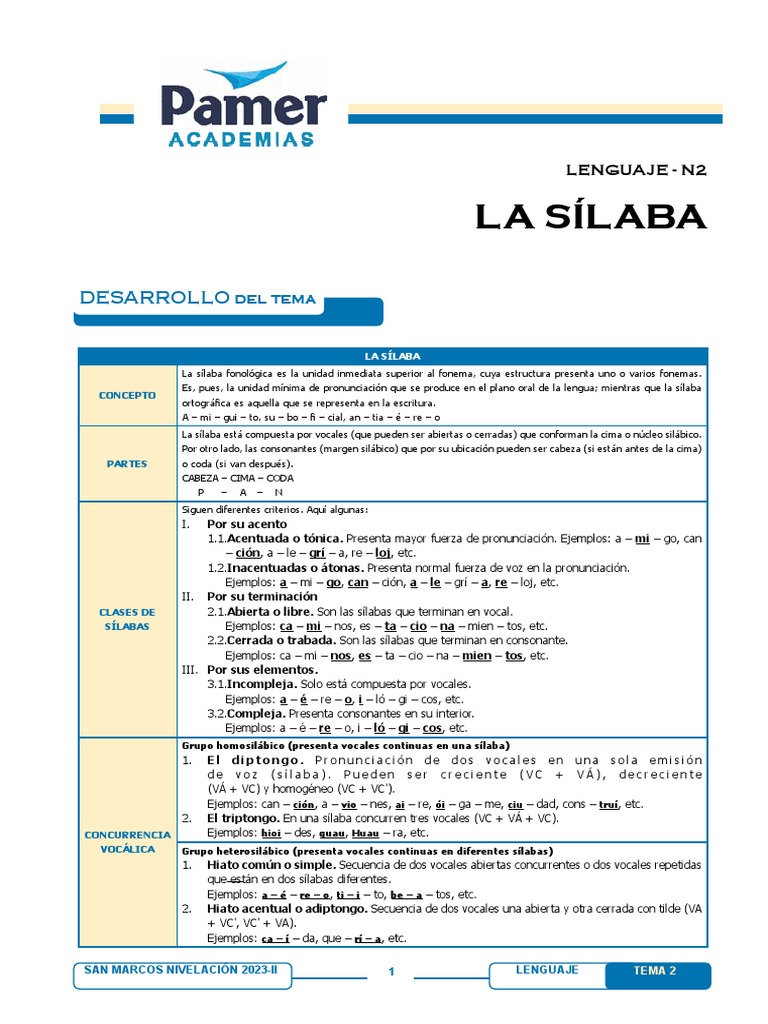 Leng - N2 - La Sílaba | PDF | Sílaba | Vocal