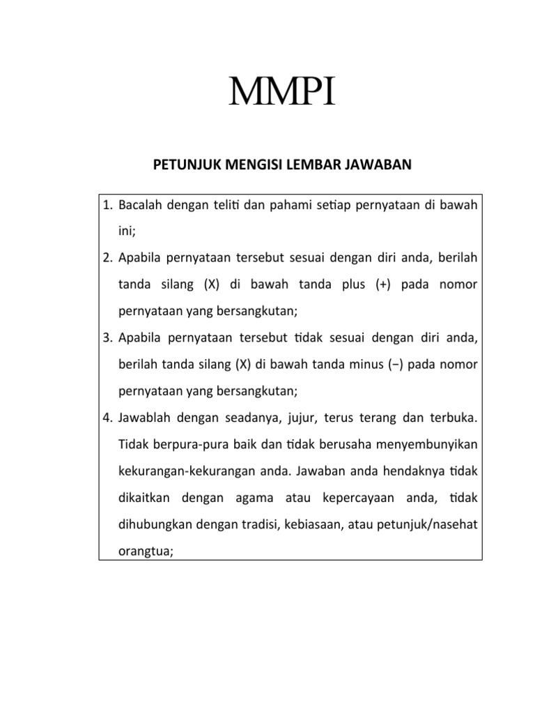 Soal Mmpi | PDF