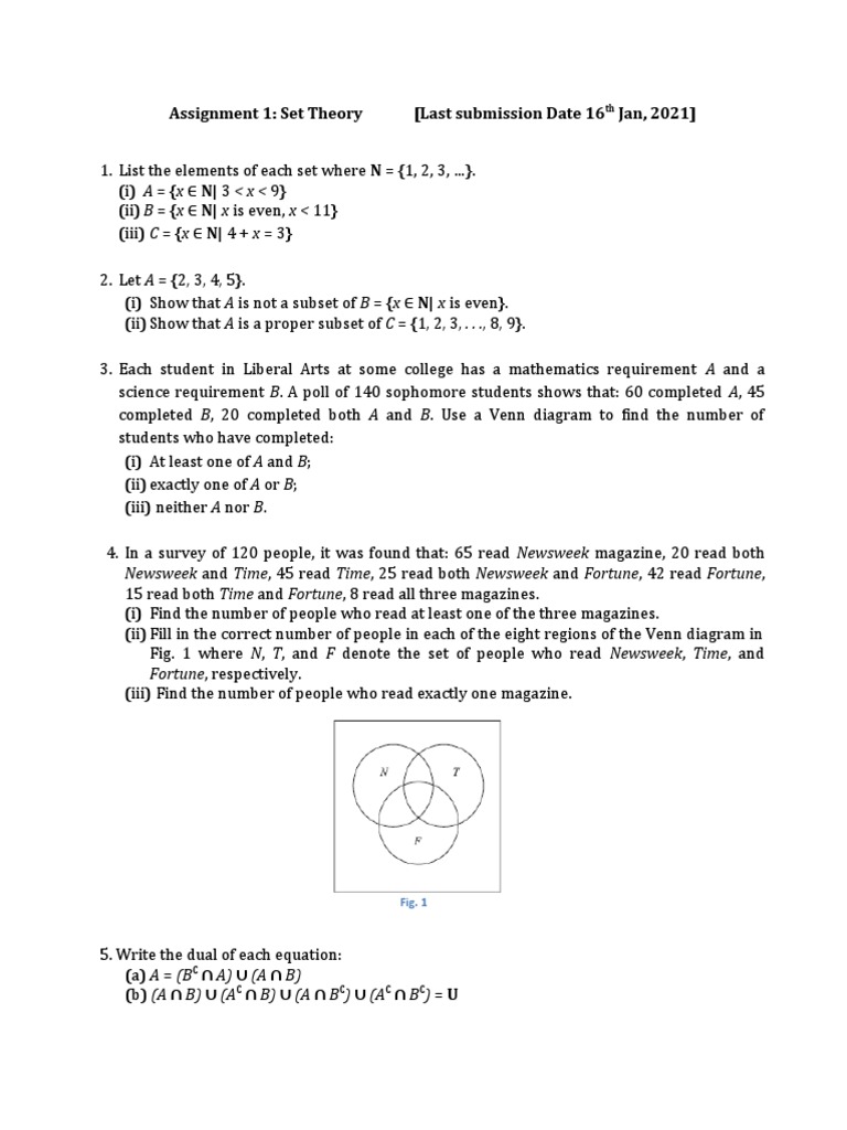 Assignment - Mod1 - Set Theory - Proposition | PDF | Logic | Mathematics