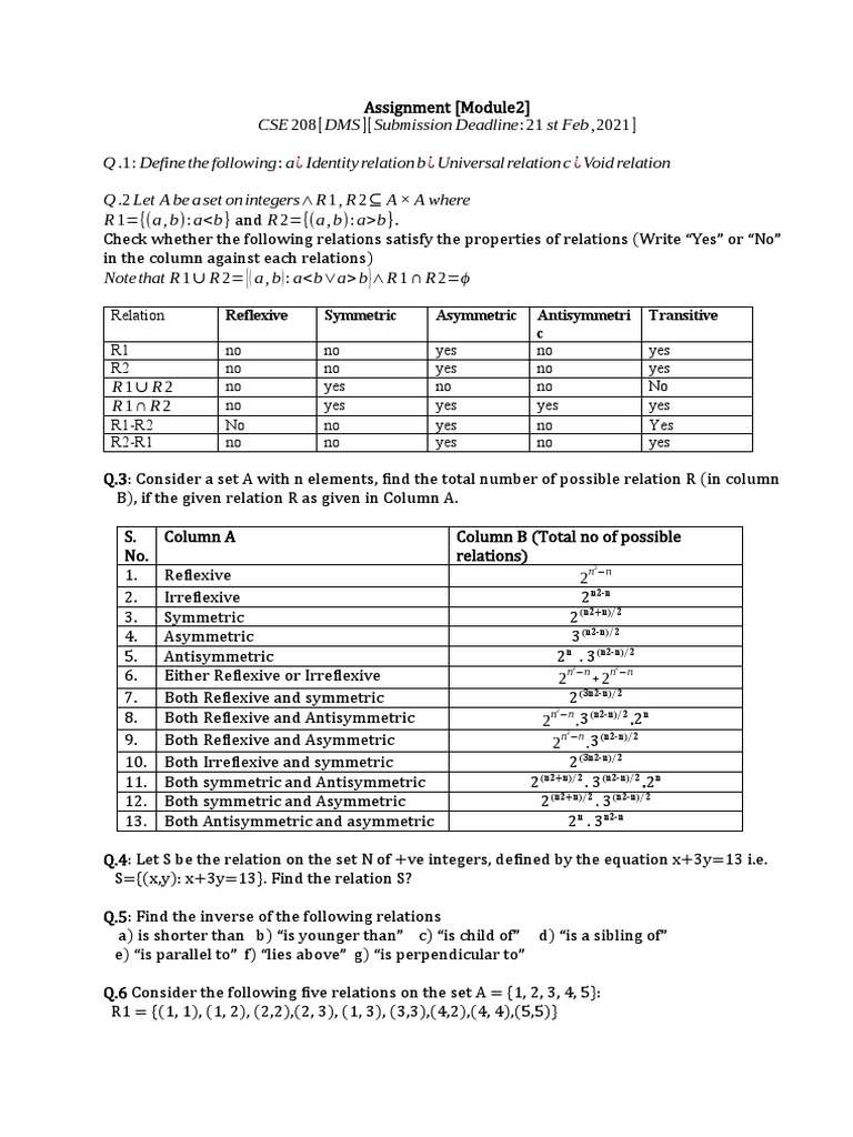 Assignment Mod2 | PDF | Mathematical Logic | Algebra