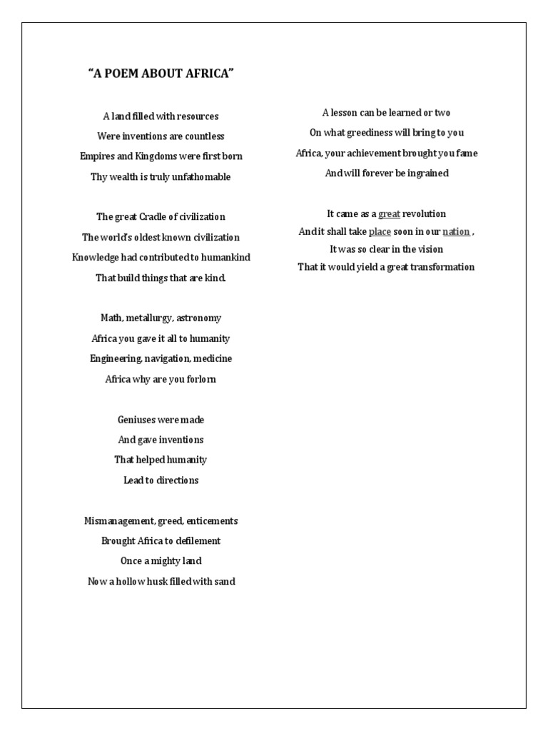 A Poem About Africa | PDF