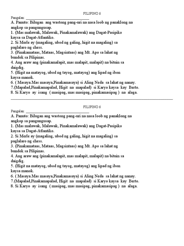 Filipino 6-Cot 2ND | PDF
