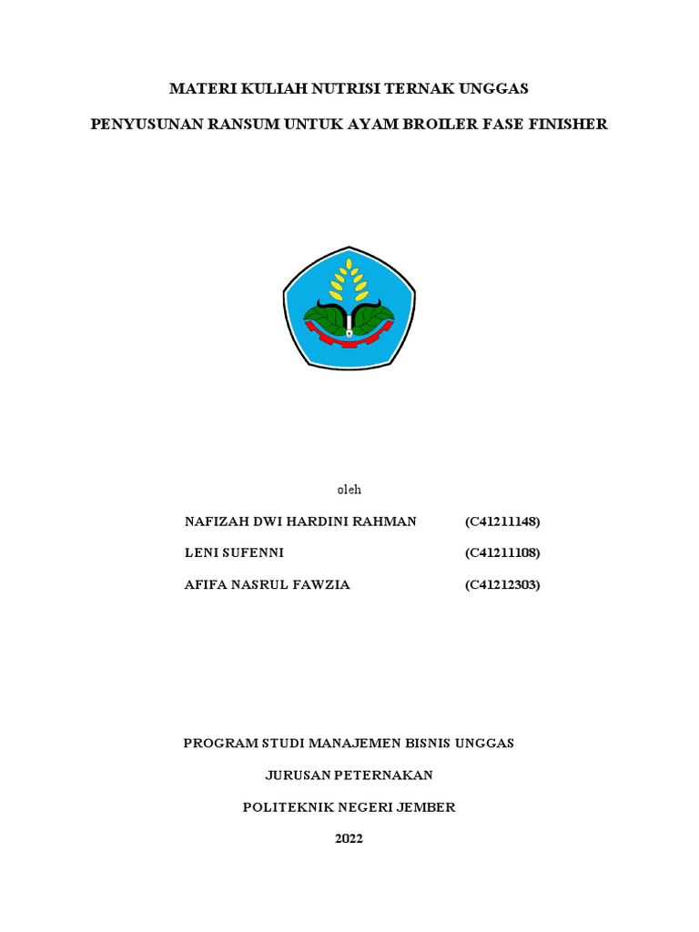 Materi Kuliah Nutrisi Ternak Unggas | PDF Materi Kuliah Nutrisi Ternak Unggas | PDF