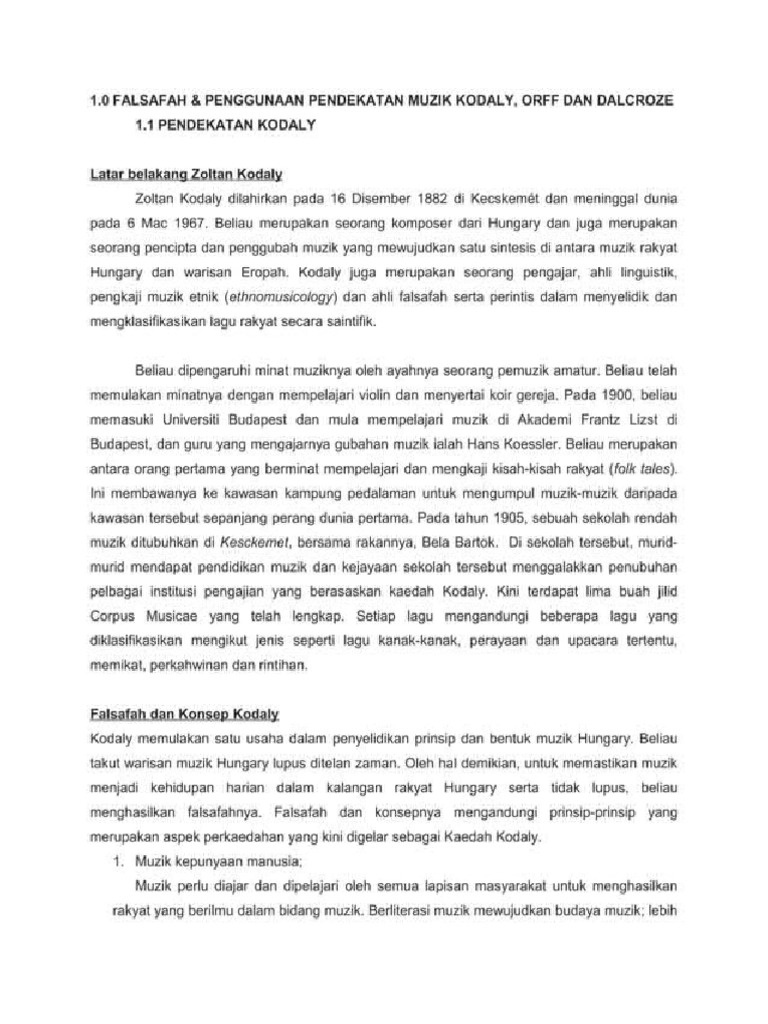 Falsafah Kodaly Orff Amp Dalcroze | PDF