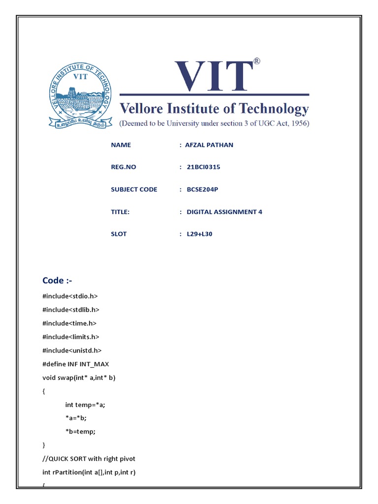QuickSort Algorithm Analysis in C | PDF | Teaching Methods & Materials