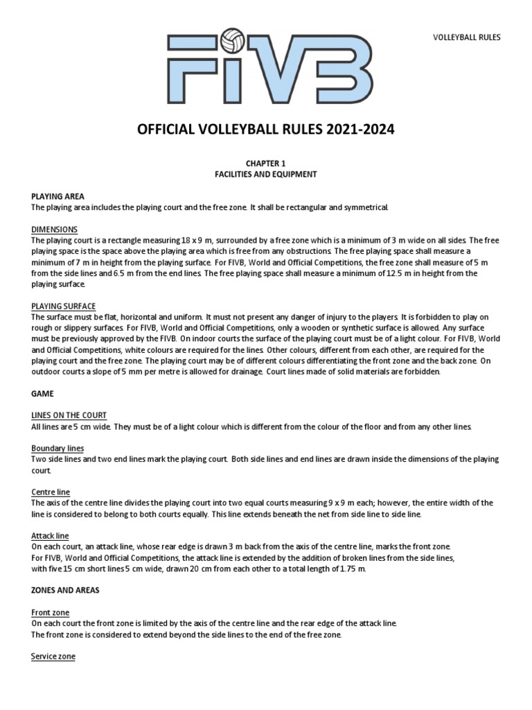 Volleyball Rules 2021 24 New | PDF | Volleyball | Sports